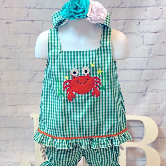 Matching Sets | Boutique Girls 3pc Embroidered Crab Outfit | Poshmark